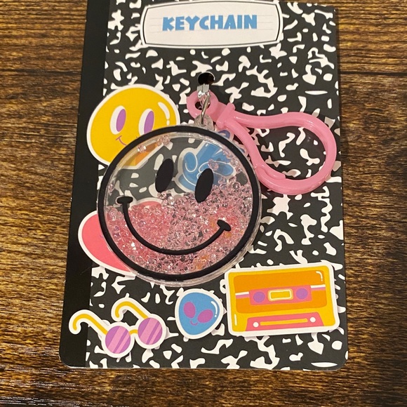 Accessories | Smiley Face Pink Keychain Accessory | Poshmark